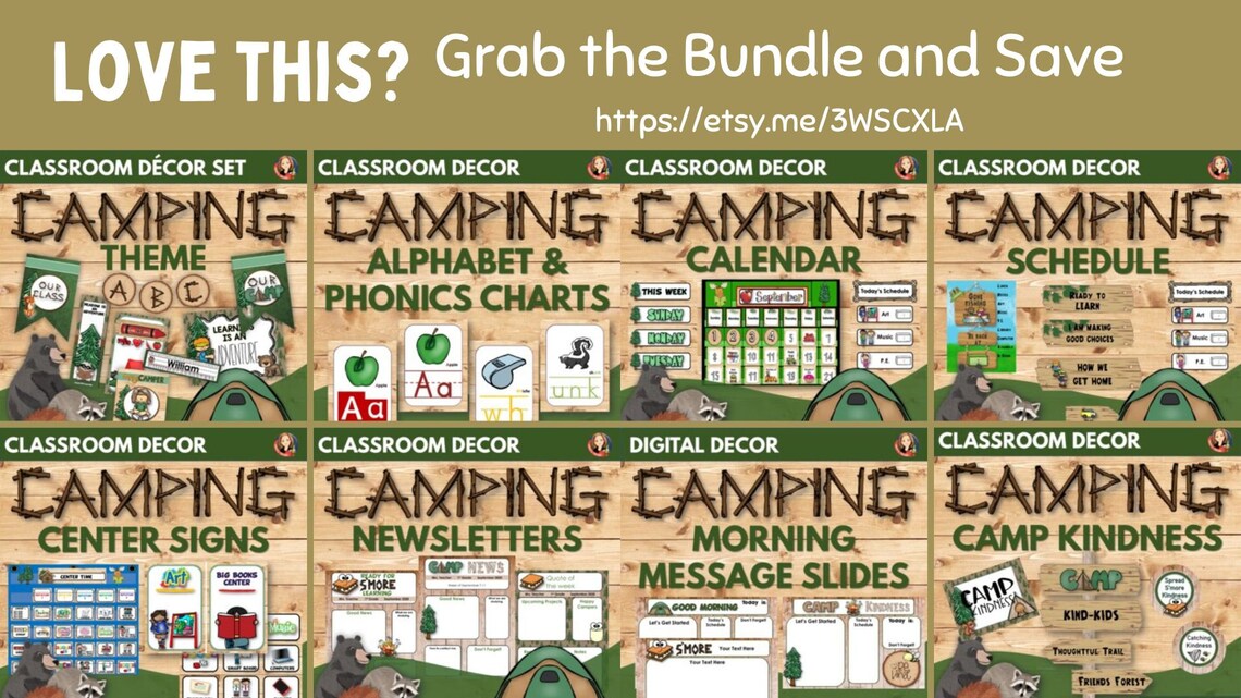 Editable Camping Classroom Decor Schedule and Classroom Management Set ...