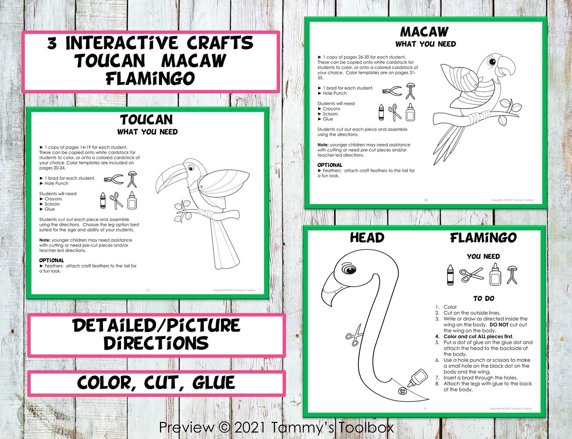 Tropical Birds All About Me Craft and Back to School Bulletin Board Kit ...