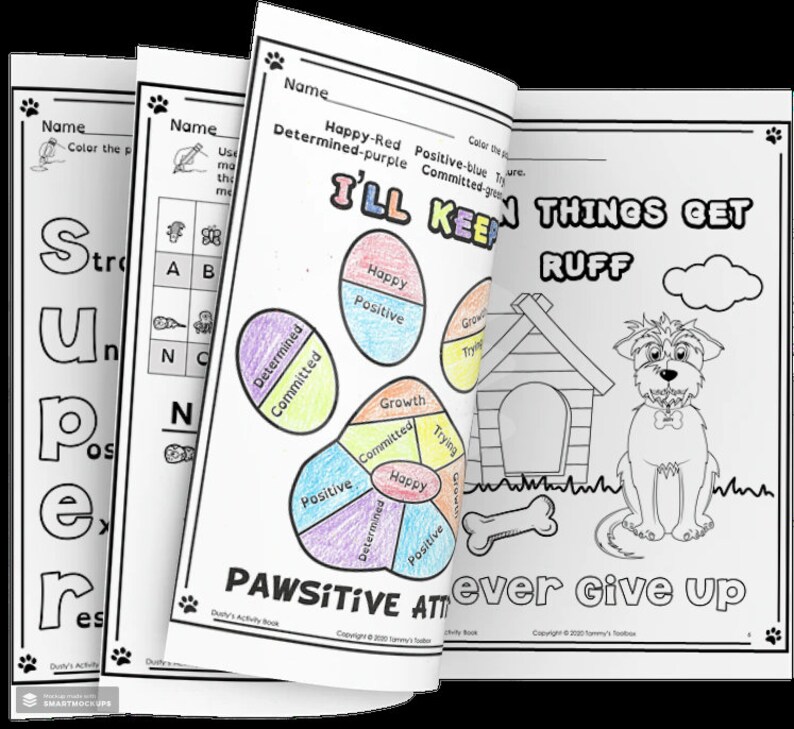 Growth Mindset Worksheets Coloring Pages and Activities, Dog Coloring ...