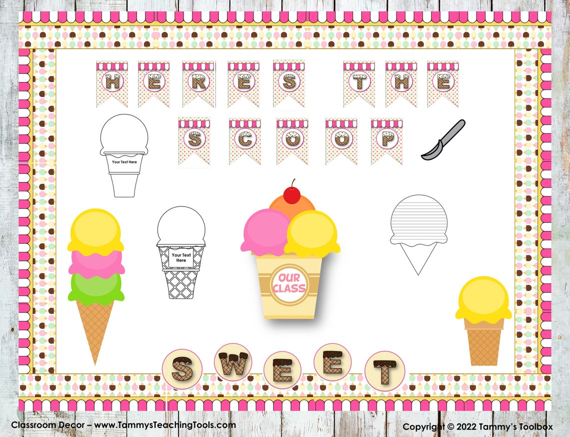Summer Bulletin Board Kit With Writing Activities in Ice Cream Theme - Etsy