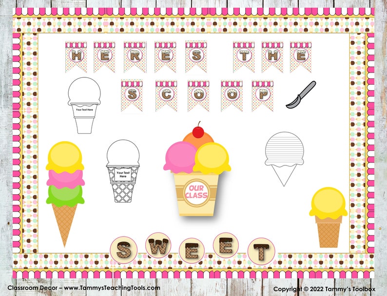 Summer Bulletin Board Kit With Writing Activities in Ice Cream Theme - Etsy