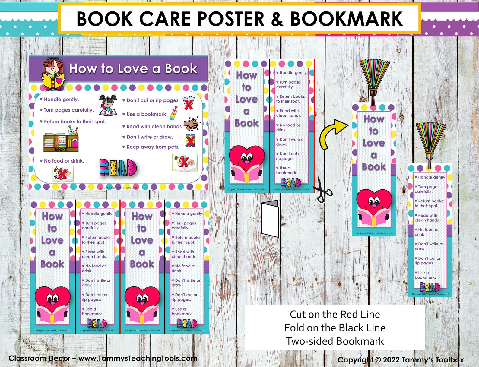Classroom Library Genre Posters and Book Care in Polka Dots - Etsy