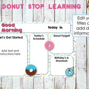 Digital Morning Work Assignment and Daily Agenda Slides in Donut Theme ...