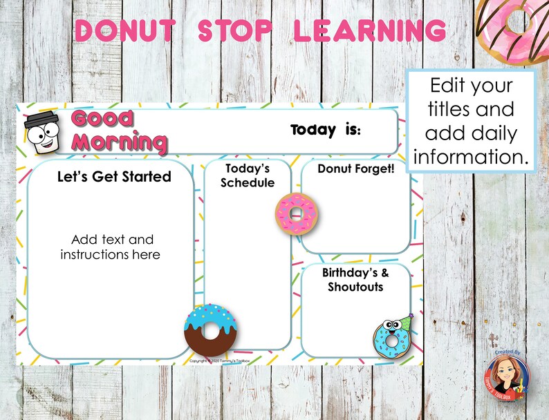 Digital Morning Work Assignment and Daily Agenda Slides in Donut Theme ...