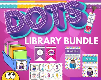 Classroom Library Book Bin Labels in Bright Polka Dots Classroom Decor ...