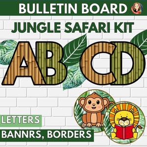 Jungle Safari Classroom Decor Bulletin Board Kit, Safari Bulletin Board ...