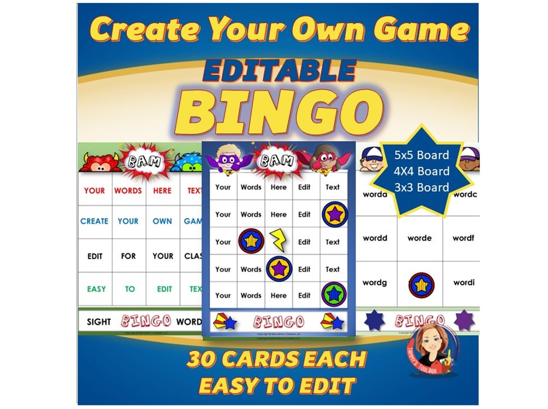 Create Your Own Bingo Game With Editable Digital Autofill Bingo Boards ...