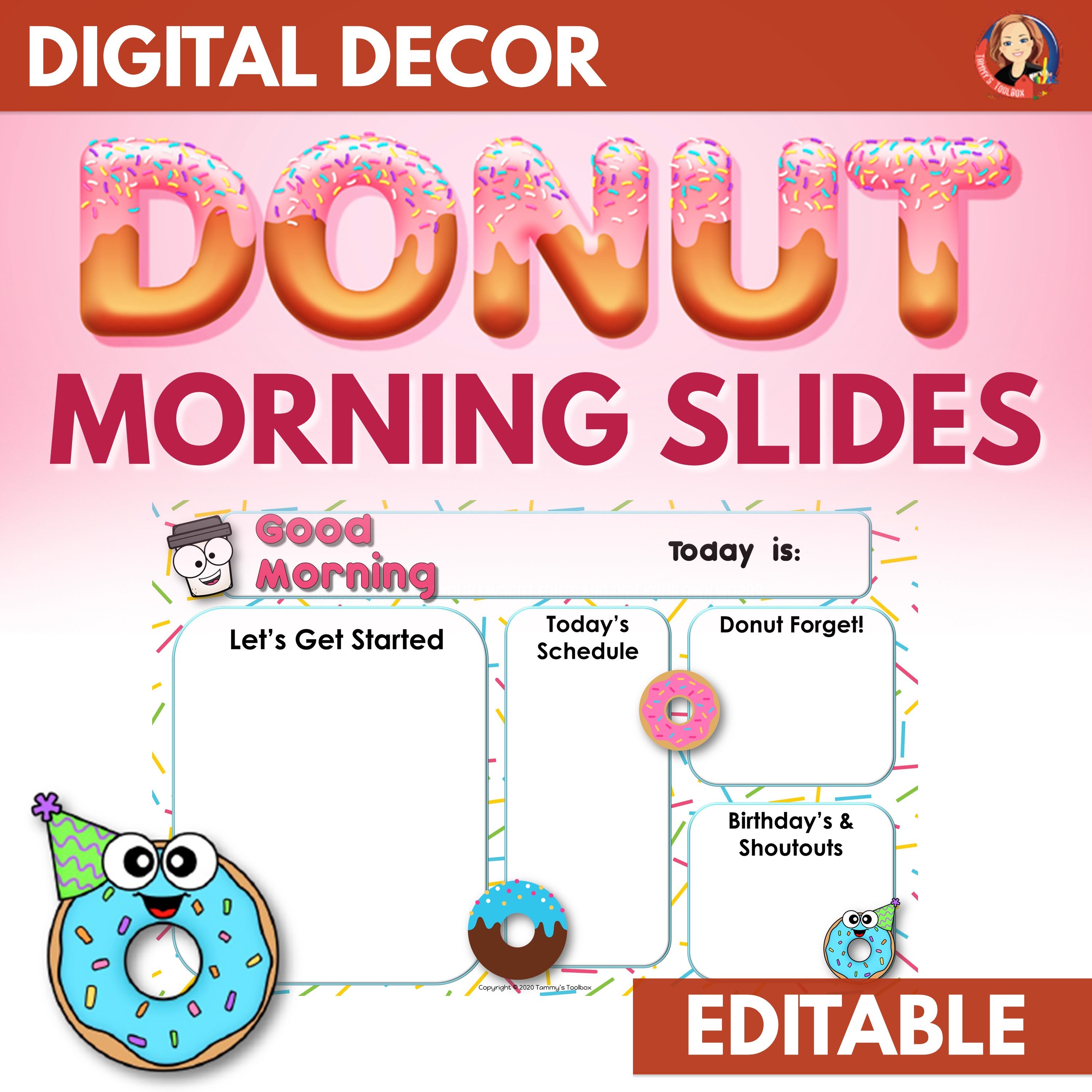 Digital Morning Work Assignment and Daily Agenda Slides in Donut Theme ...