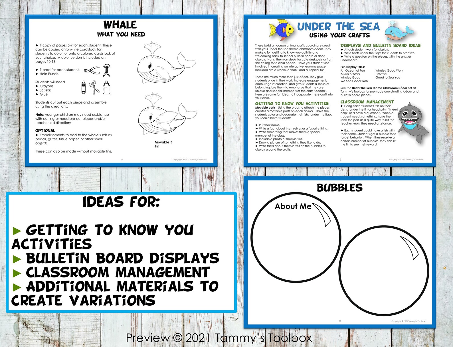 Ocean Under the Sea Theme All About Me Craft Set, Sea Life Craft, Ocean ...