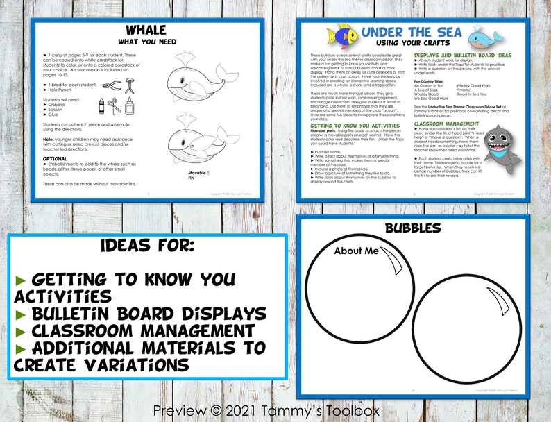 Ocean Under the Sea Theme All About Me Craft Set, Sea Life Craft, Ocean ...