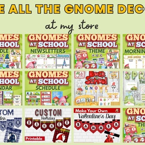 Gnomes at School Classroom Decor Kit and Activities, Colorful Gnome ...