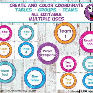 Editable Desk Name Plates, Class Name Tags, and Table Signs in Bright ...