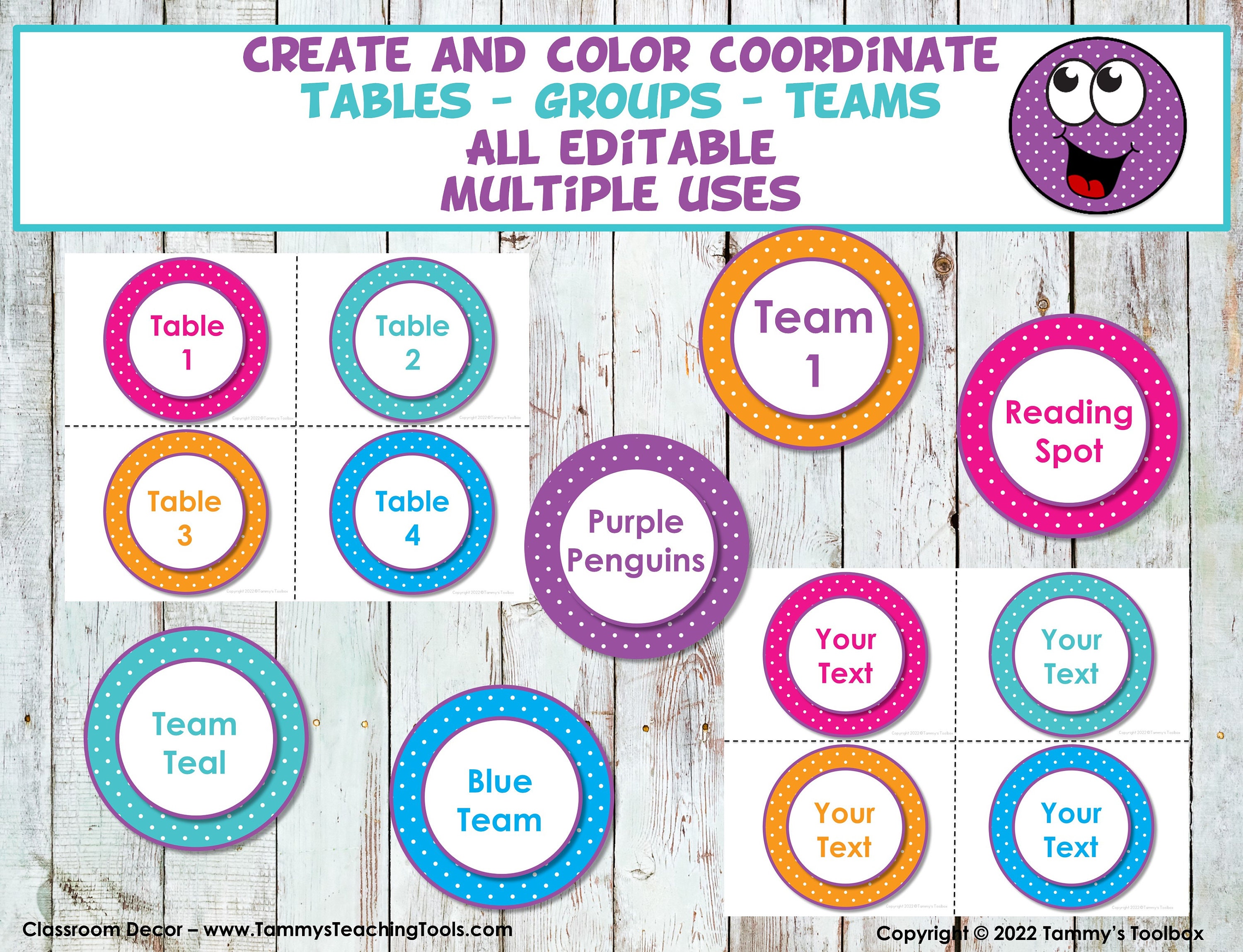 Editable Desk Nameplates Name Tags and Table Labels in Polka Dot ...