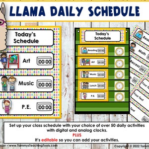 Llama Classroom Decor Daily Schedule and Classroom Management Set ...