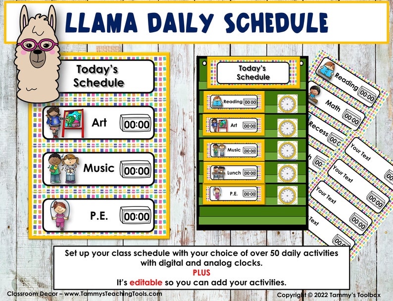Llama Classroom Decor Daily Schedule and Classroom Management Set ...