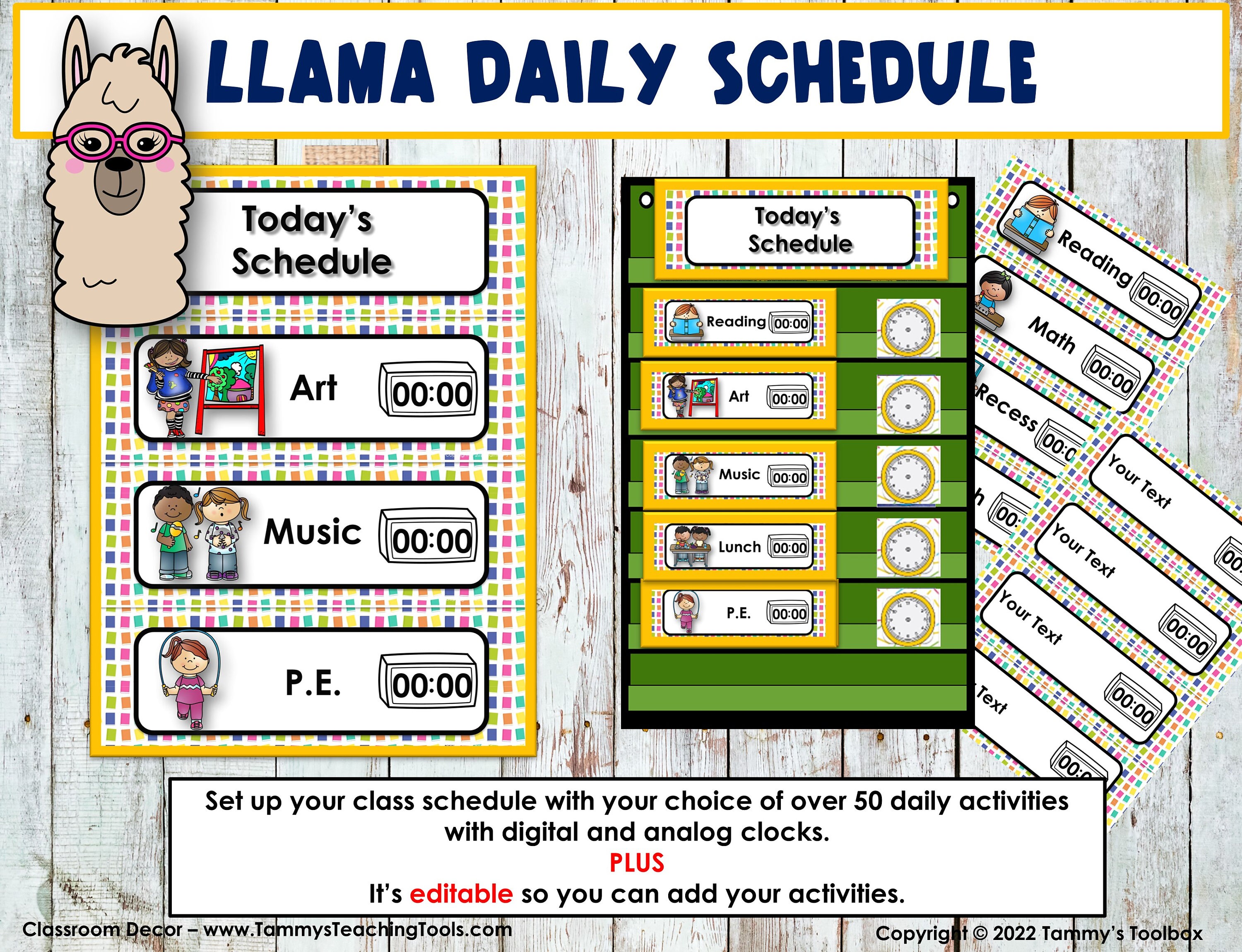 Llama Classroom Decor Daily Schedule and Classroom Management Set ...