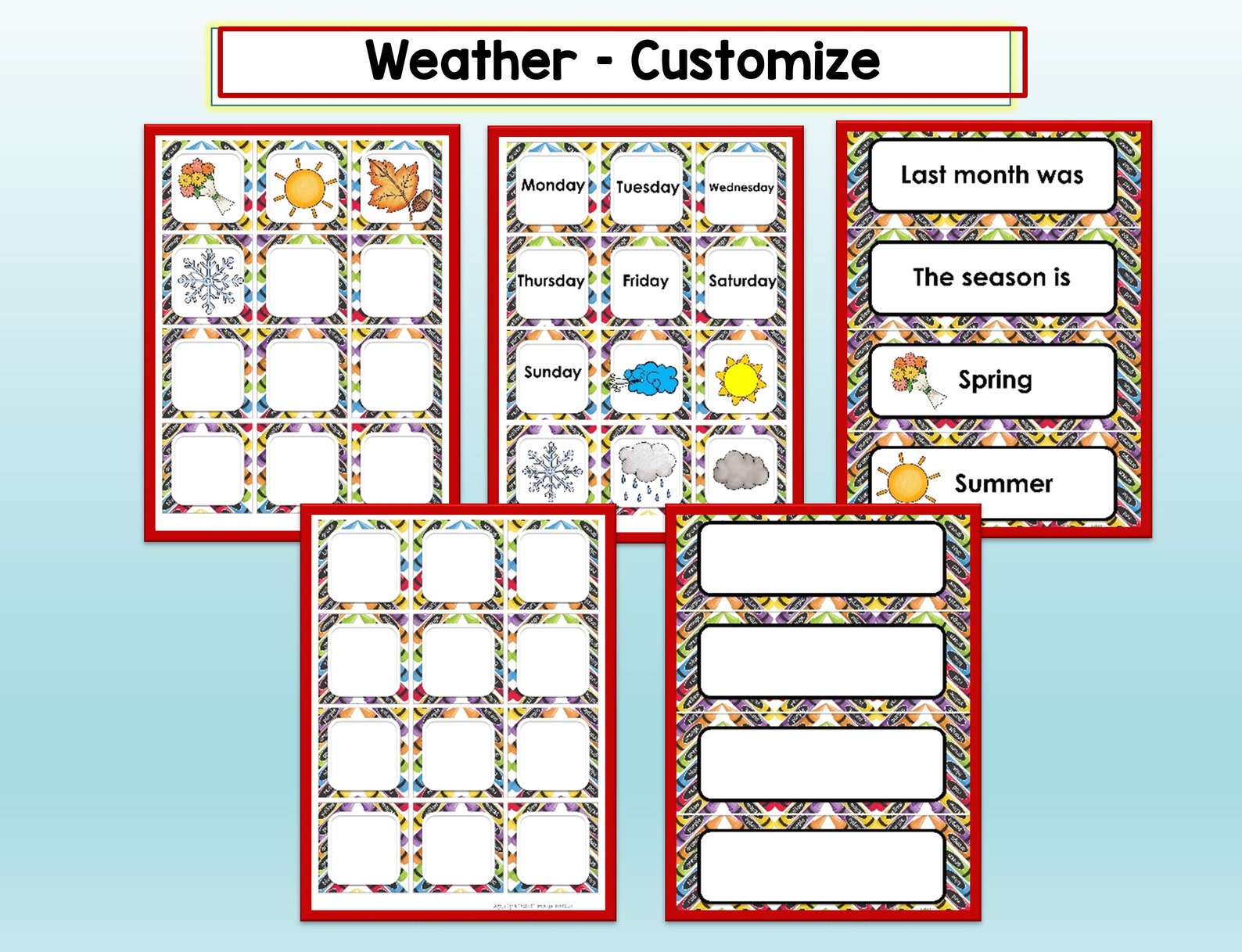 Editable Classroom Calendar in Crayon Theme, Crayon Classroom Decor ...