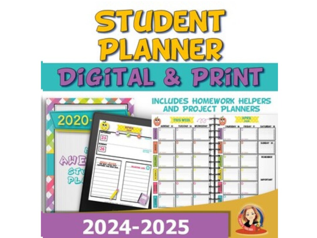 Student Planner and Agenda - Printable and Digital 2024-2025 With Free ...