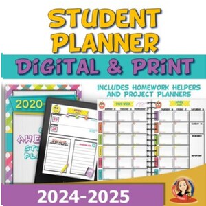 Student Planner and Agenda Printable and Digital 2024-2025 With Free ...