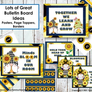 Sunflower Classroom Decor Set Editable, Sunflower Bulletin Board ...