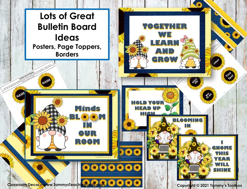 Sunflower Classroom Decor Set Editable, Sunflower Bulletin Board ...
