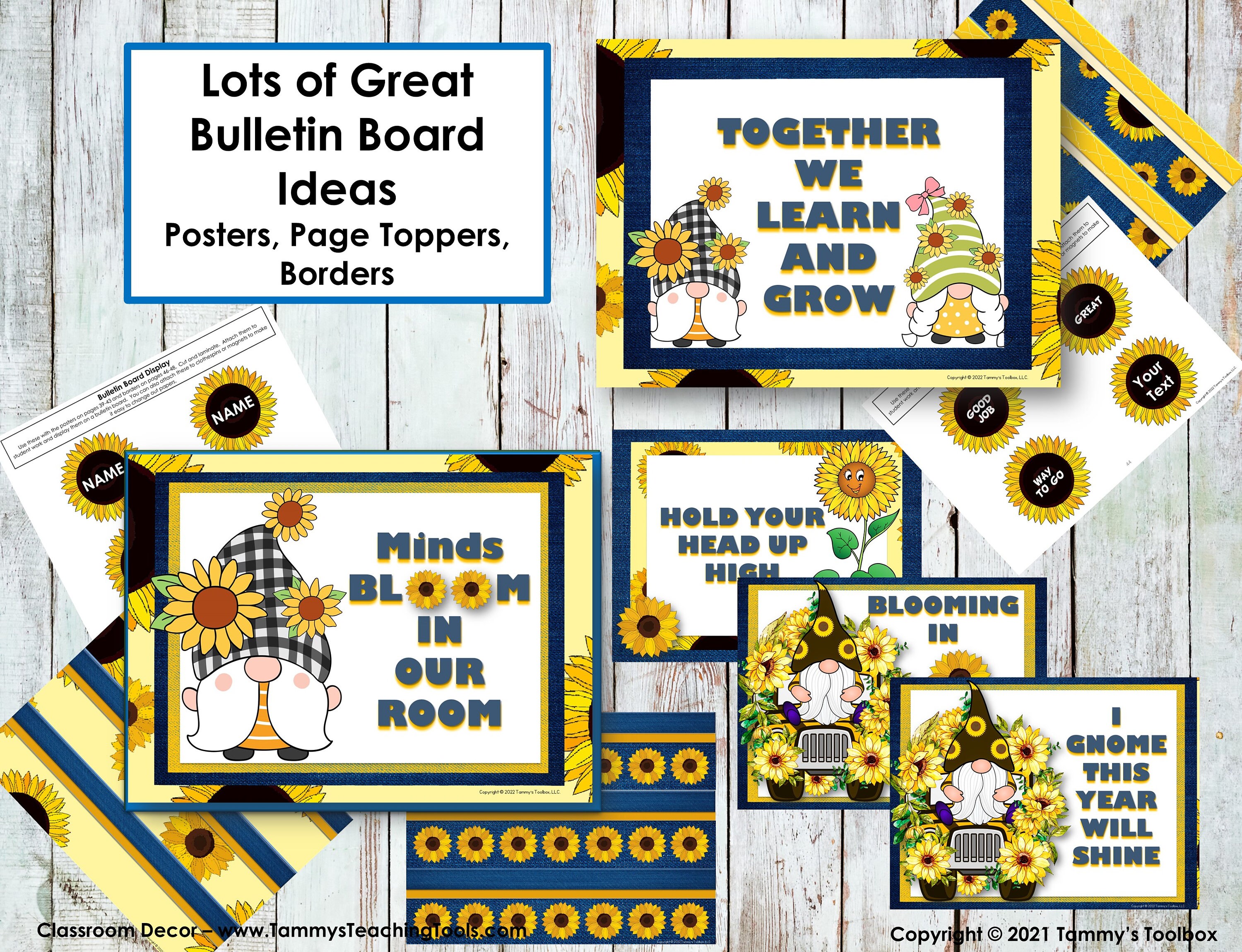 Sunflower Classroom Decor Set Editable, Sunflower Bulletin Board ...