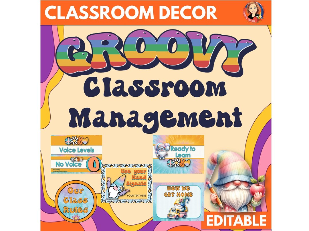 Retro Groovy Classroom Management Decor Set, Behavior Charts, Class ...
