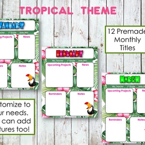 Tropical Classroom Newsletter Templates, Printable and Editable Class ...