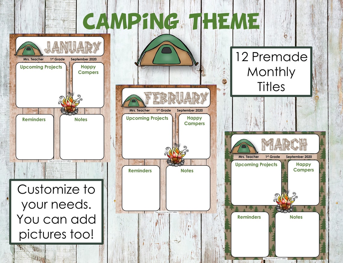 EDITABLE Camping Classroom Newsletter Templates, Rustic Classroom ...