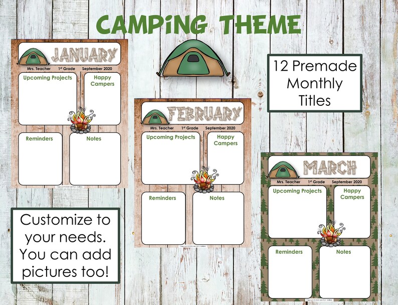 EDITABLE Camping Classroom Newsletter Templates, Rustic Classroom ...