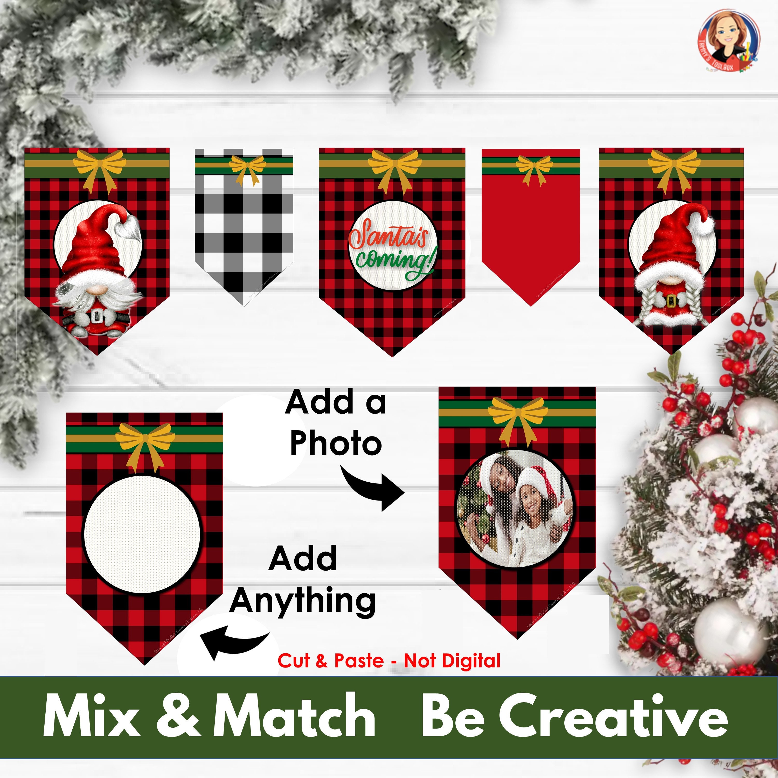 Printable Holiday Christmas Banner Pennants for Party and Bulletin ...