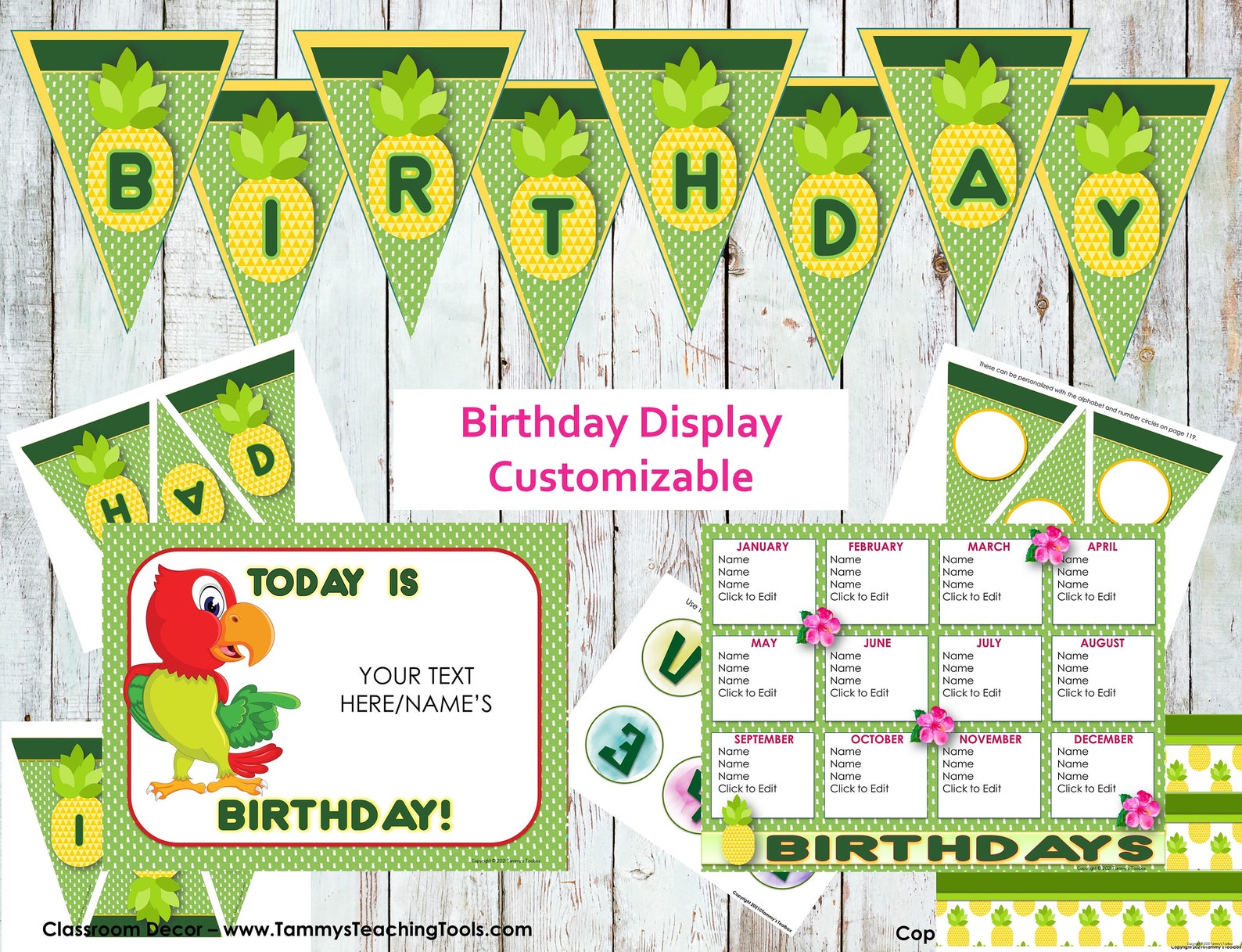 Tropical Classroom Decor Bundle Editable, Classroom Bulletin Board ...