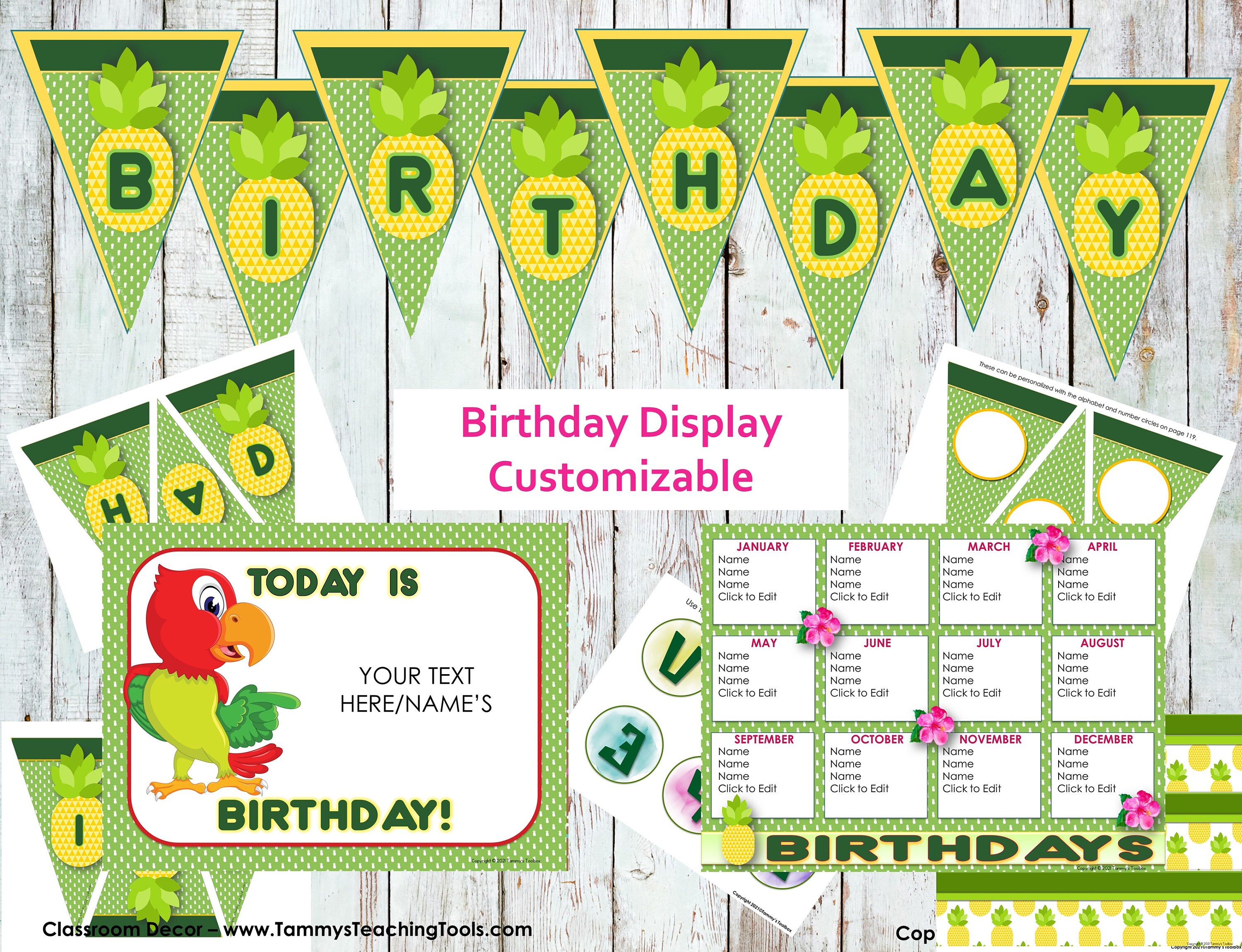 Tropical Classroom Decor Bundle Editable, Classroom Bulletin Board ...