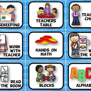 Editable Classroom Center Labels Decor in Bright Classroom Decor Theme ...