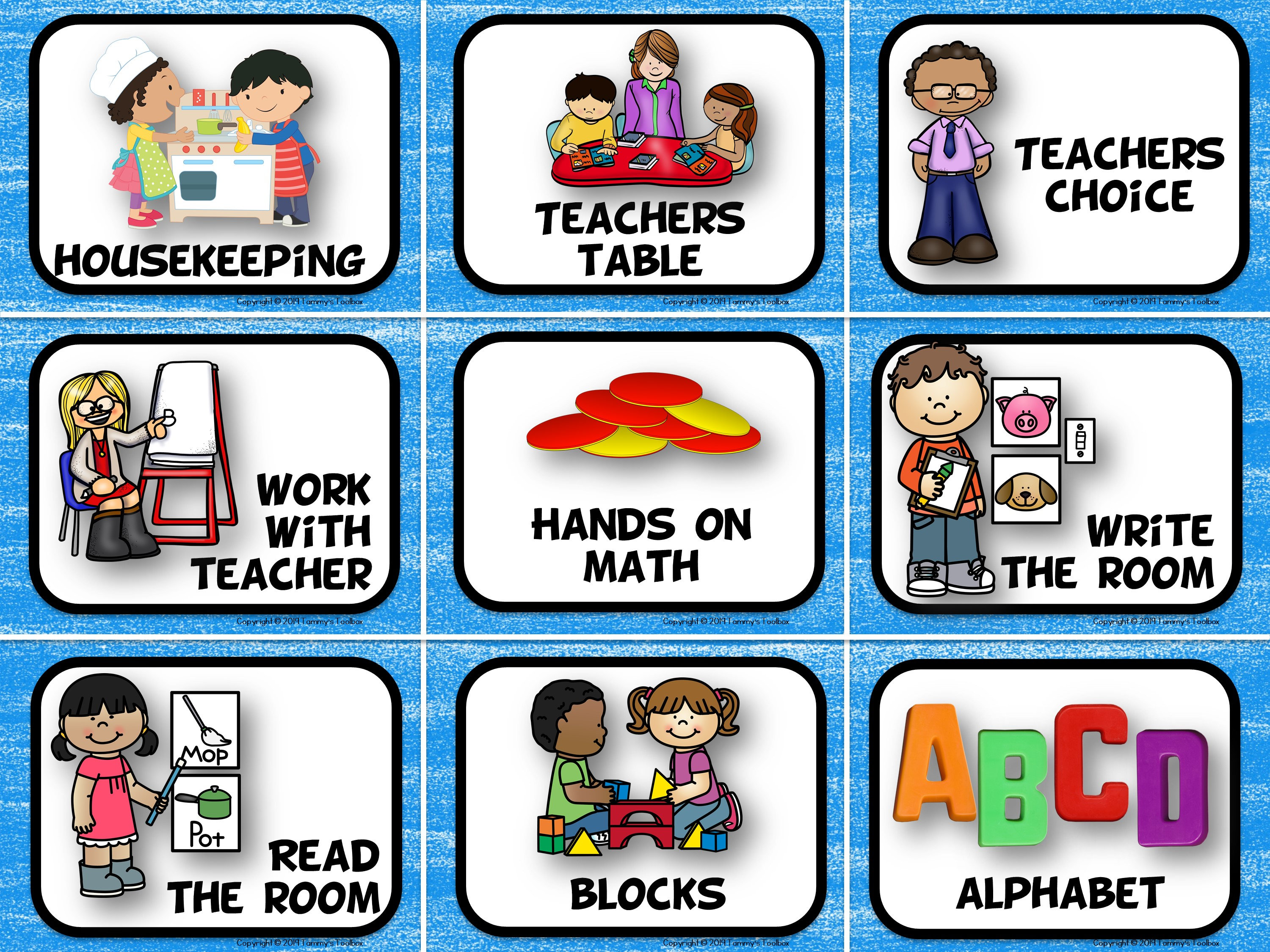 Editable Classroom Center Labels Decor in Bright Classroom Decor Theme ...