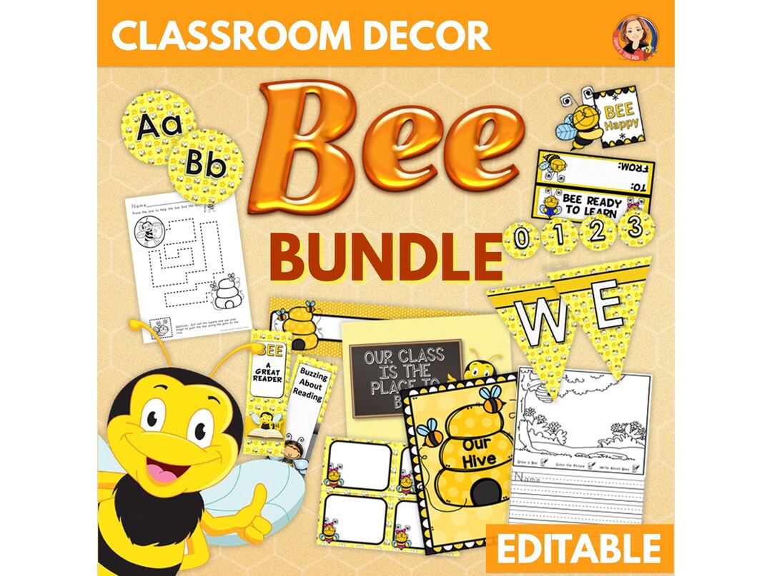 Bee Classroom Decor Bundle, Bee Theme Classroom Bulletin Board, Banners ...