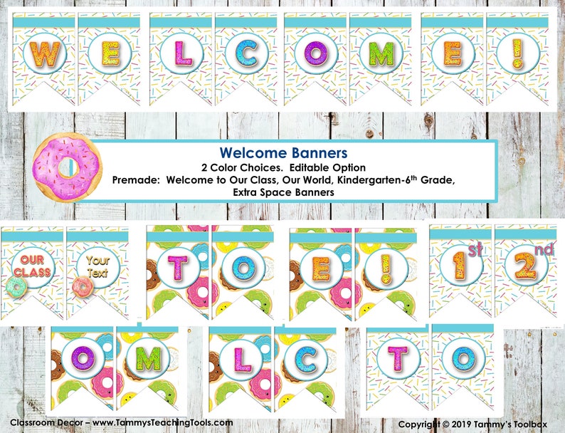 Donut Classroom Decor Bulletin Board, Donut Theme Classroom Banners ...