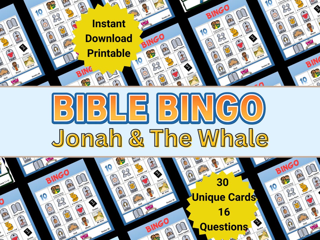 Bible Bingo, Bible Lesson Review Game for Kids, the Story of Jonah ...