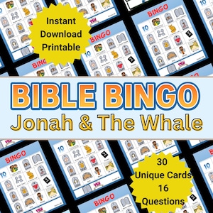 Bible Bingo, Bible Lesson Review Game for Kids, the Story of Jonah ...