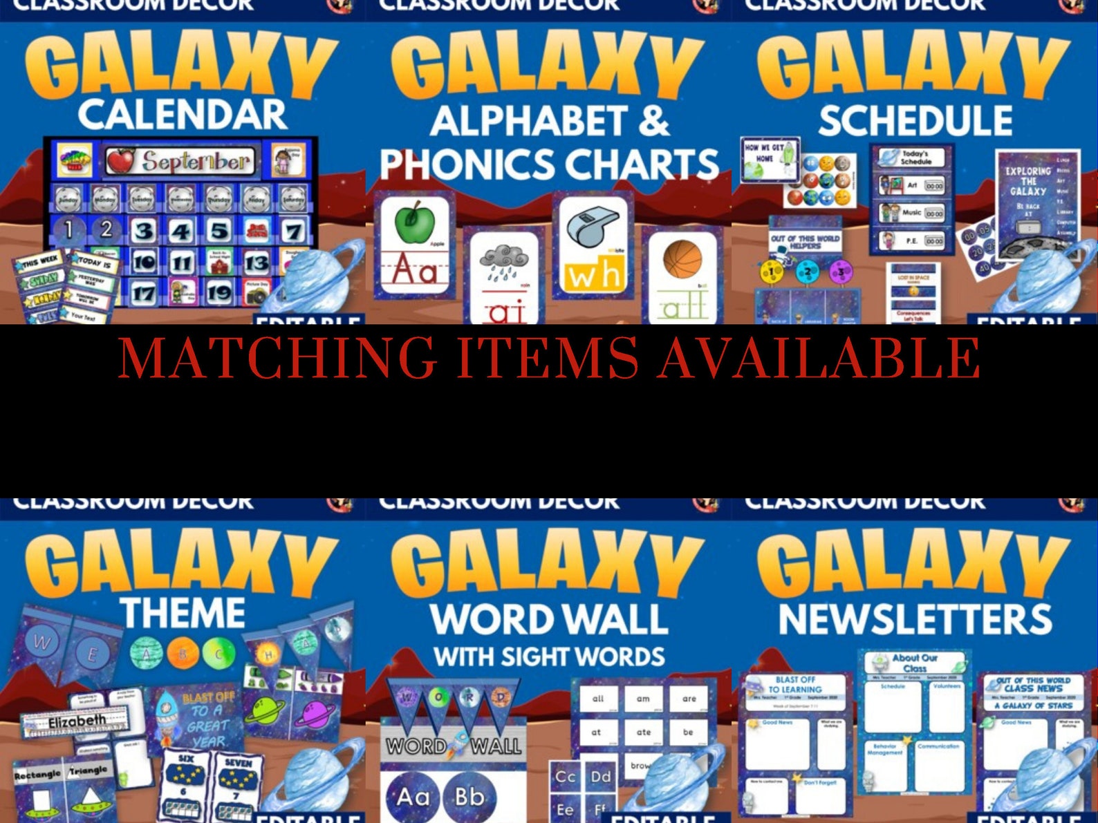 Galaxy Outer Space Classroom Decor Bundle Editable, Printable Space ...
