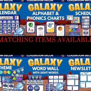 Galaxy Outer Space Classroom Decor Bundle Editable, Printable Space ...