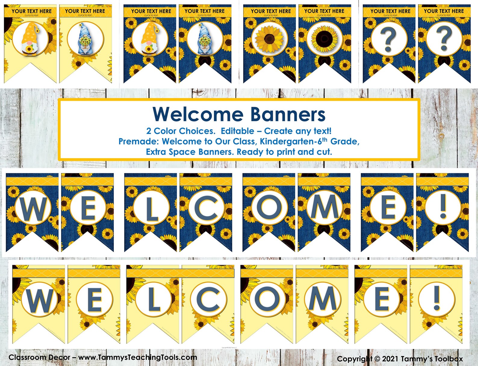 Sunflower Classroom Decor Set Editable, Sunflower Bulletin Board ...