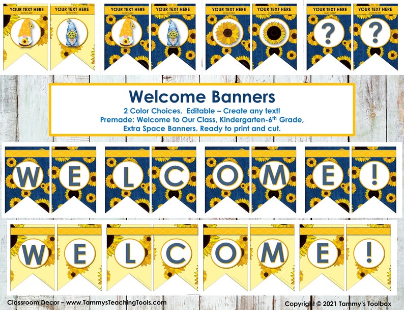 Sunflower Classroom Decor Set Editable, Sunflower Bulletin Board ...