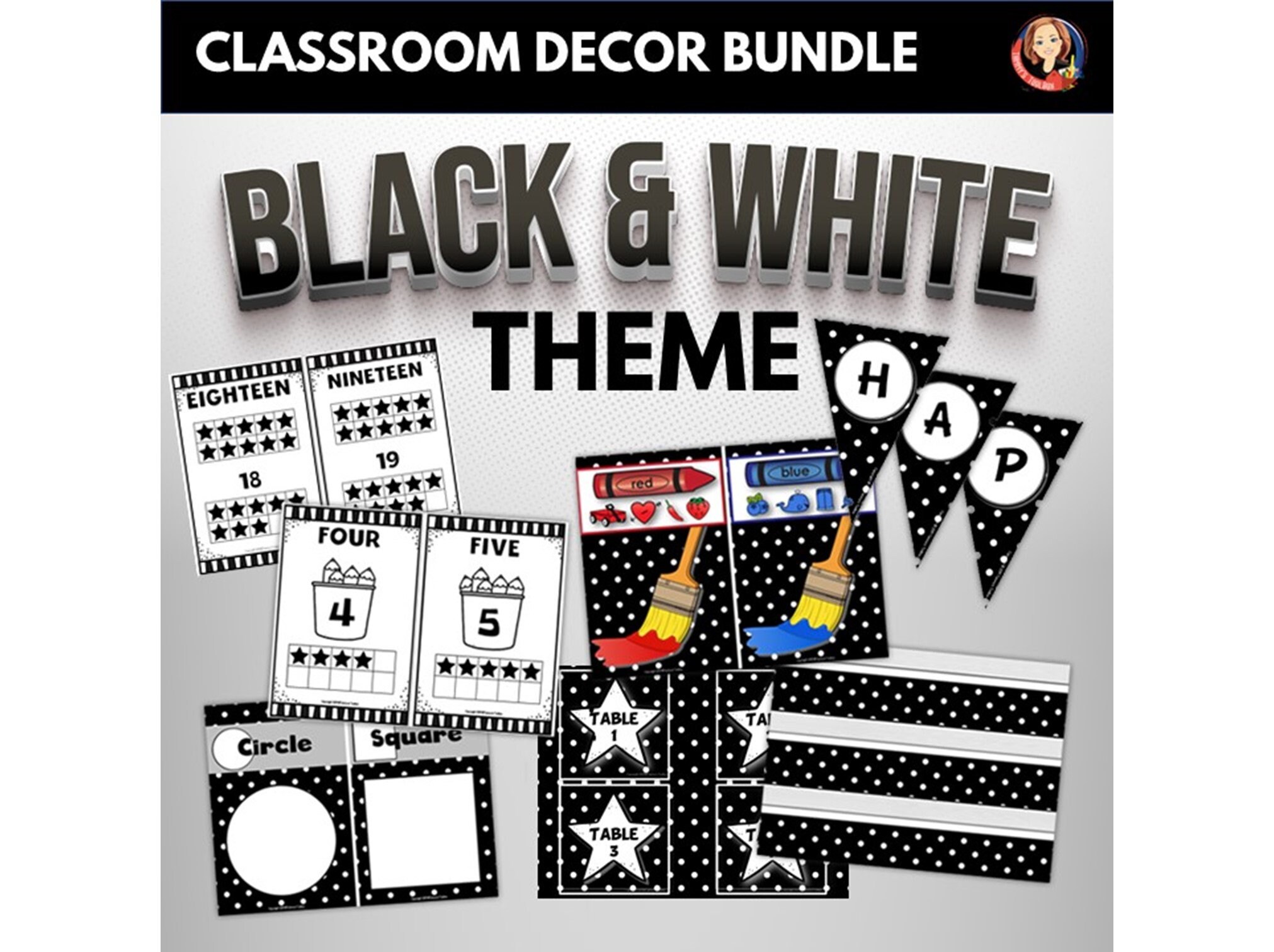 Black and White Classroom Decor, Printable Class Labels, Editable ...
