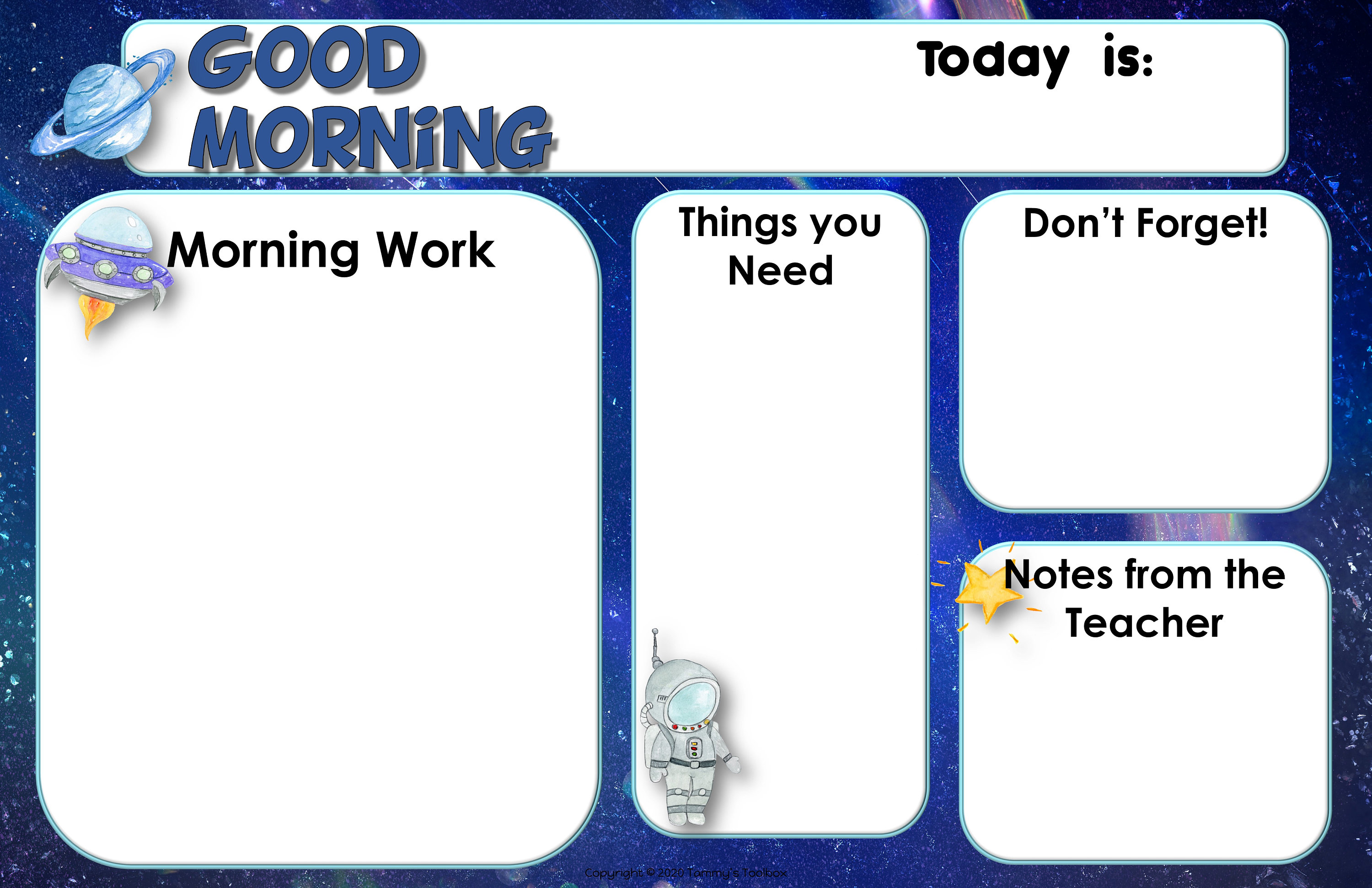 Digital Morning Work Assignment Slides in Galaxy Outer Space Theme ...