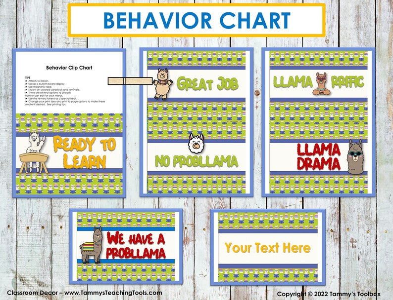 Llama Classroom Decor Daily Schedule and Classroom Management Set ...