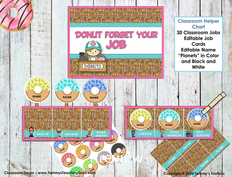 Donut Theme Classroom Schedule and Management Decor, Donut Classroom ...