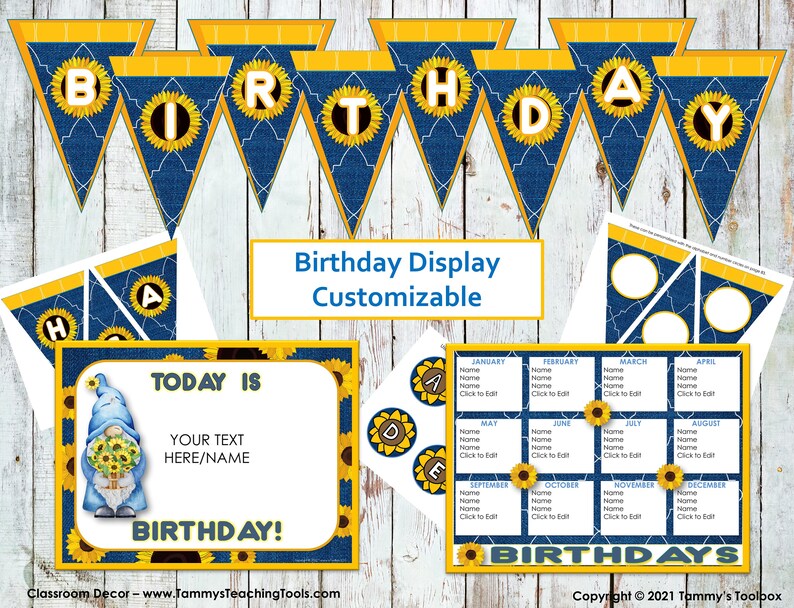 Sunflower Classroom Decor Set Editable, Sunflower Bulletin Board ...