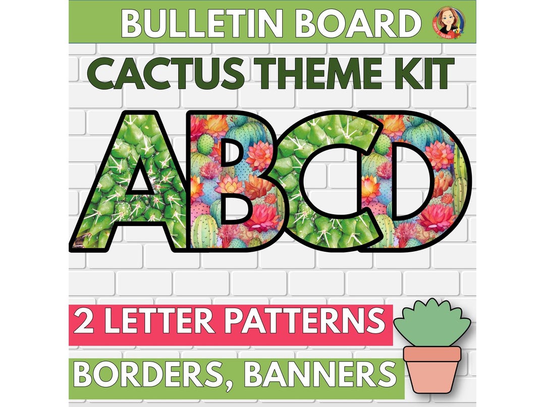 Cactus Classroom Decor Kit: Back to School Bulletin Board Set With A-Z ...
