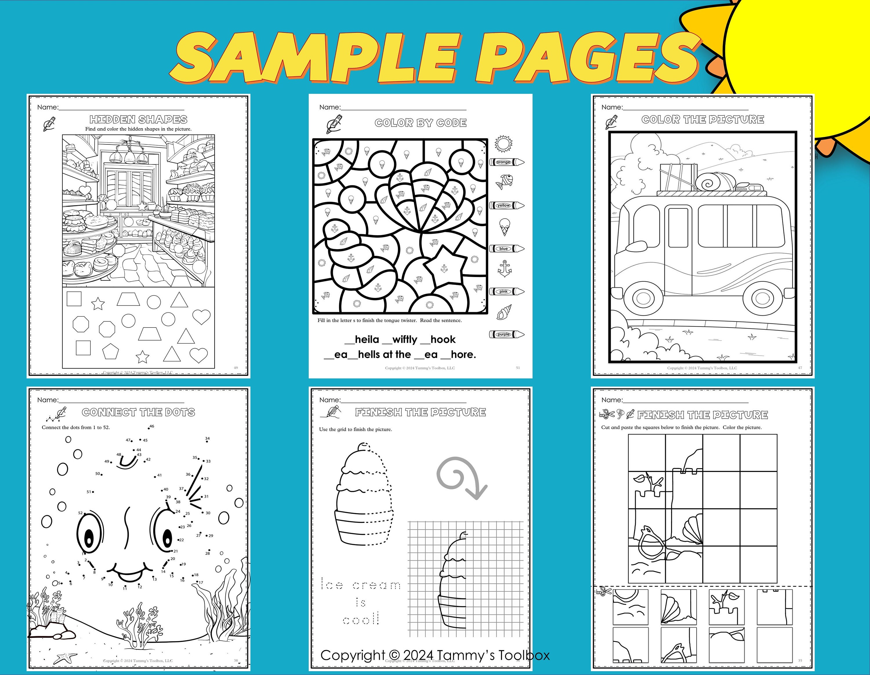 Summer Coloring Pages Summer Puzzles and End of the Year Packet, Summer ...